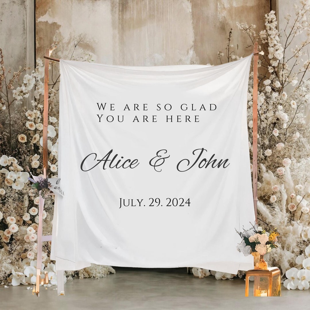 Wedding Sign Backdrop Boho Bridal Shower Backdrop Personalized Tapestry ...