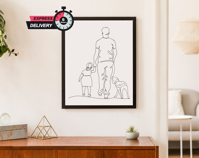 Custom Family Line Drawing, Family Portrait, Custom Line Art, Mothers ...