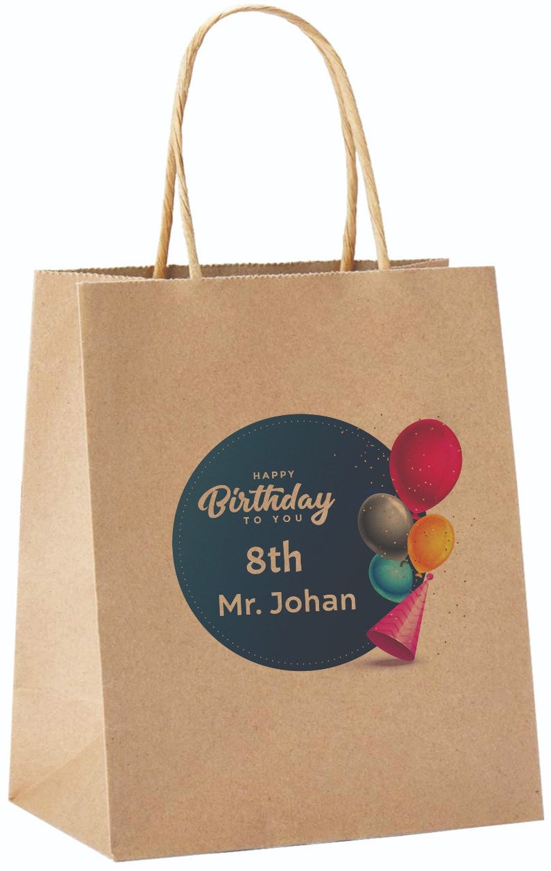 Brown Kraft Paper Bags With Birthday Customised Logo 90GSM Birthday ...