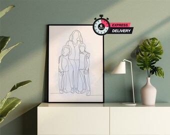Custom Line Drawing Custom Family Drawing From Photo, Christmas Gift ...