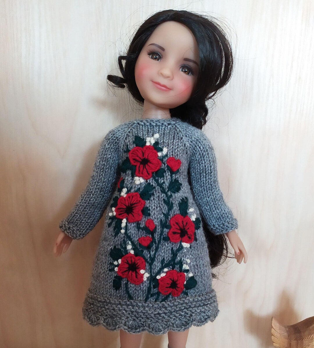 Embroidered Dress for Ruby Red Doll, Flower Dress for RRFF, Outfit Doll ...