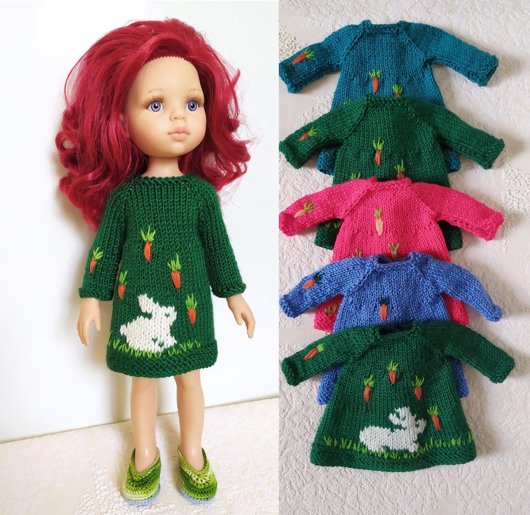 Dress With a Hare and Carrot for Doll Paola Reina, Embroidered Doll ...