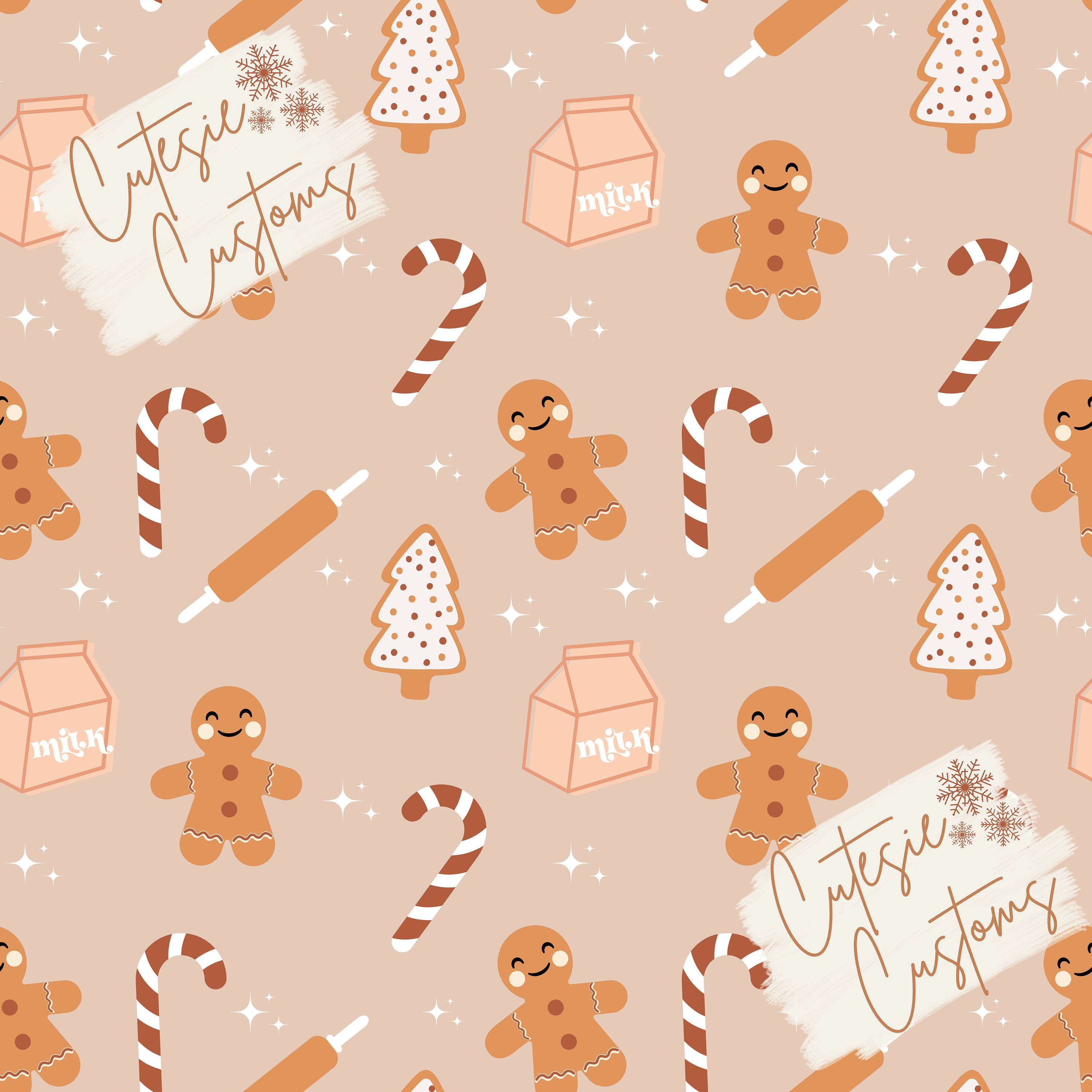 Gingerbread Christmas Pattern, Fabric Prints, Custom Fabric Design ...