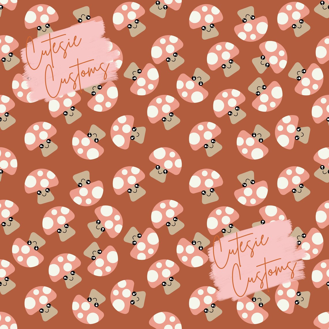 Cute Mushroom Pattern, Digital Seamless Design, Fabric Prints, Custom ...