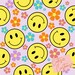 Smiley Faces Flowers Pattern, Digital Seamless Design, Fabric Prints ...
