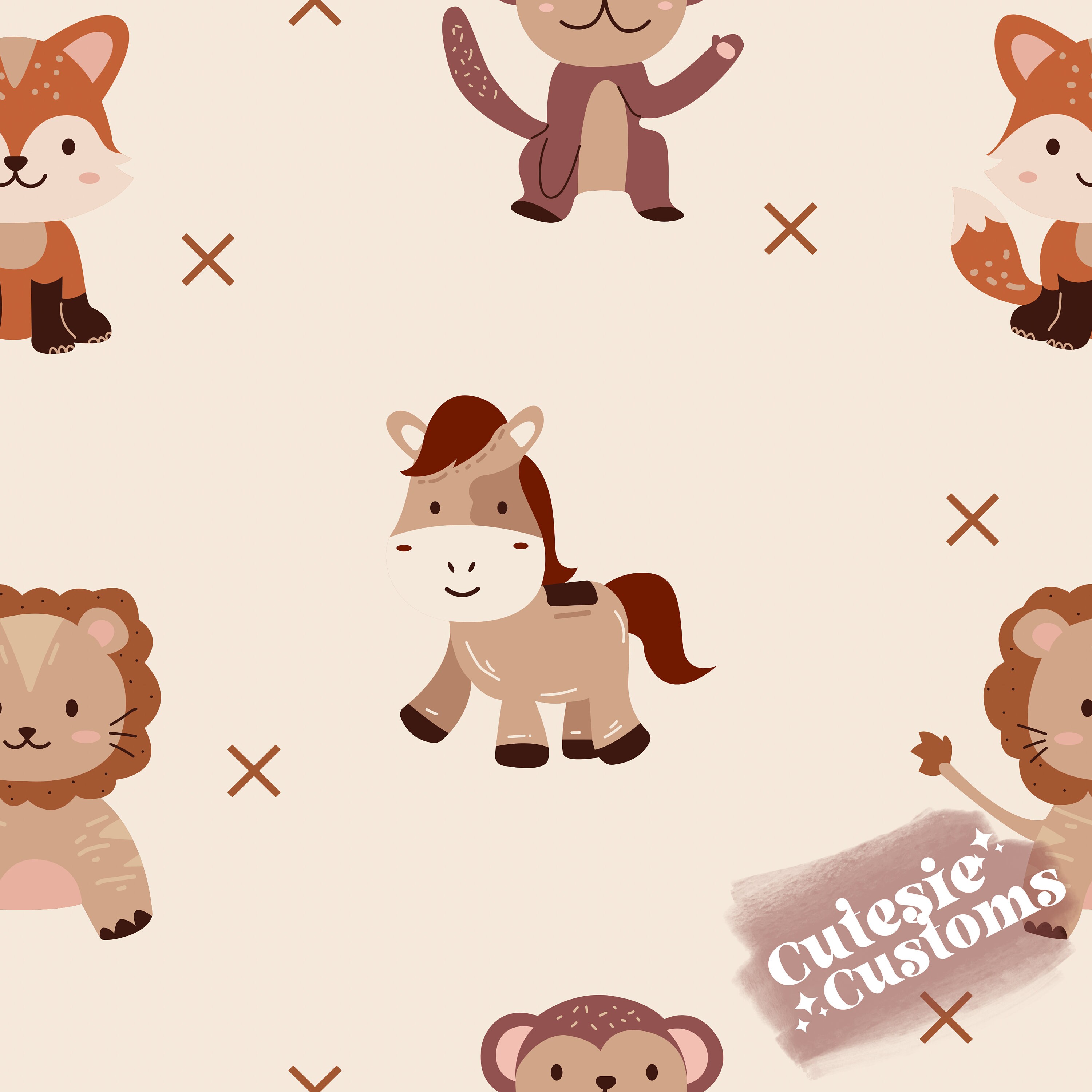 Boy Animal Pattern, Digital Seamless Design, Fabric Design, Seamless ...