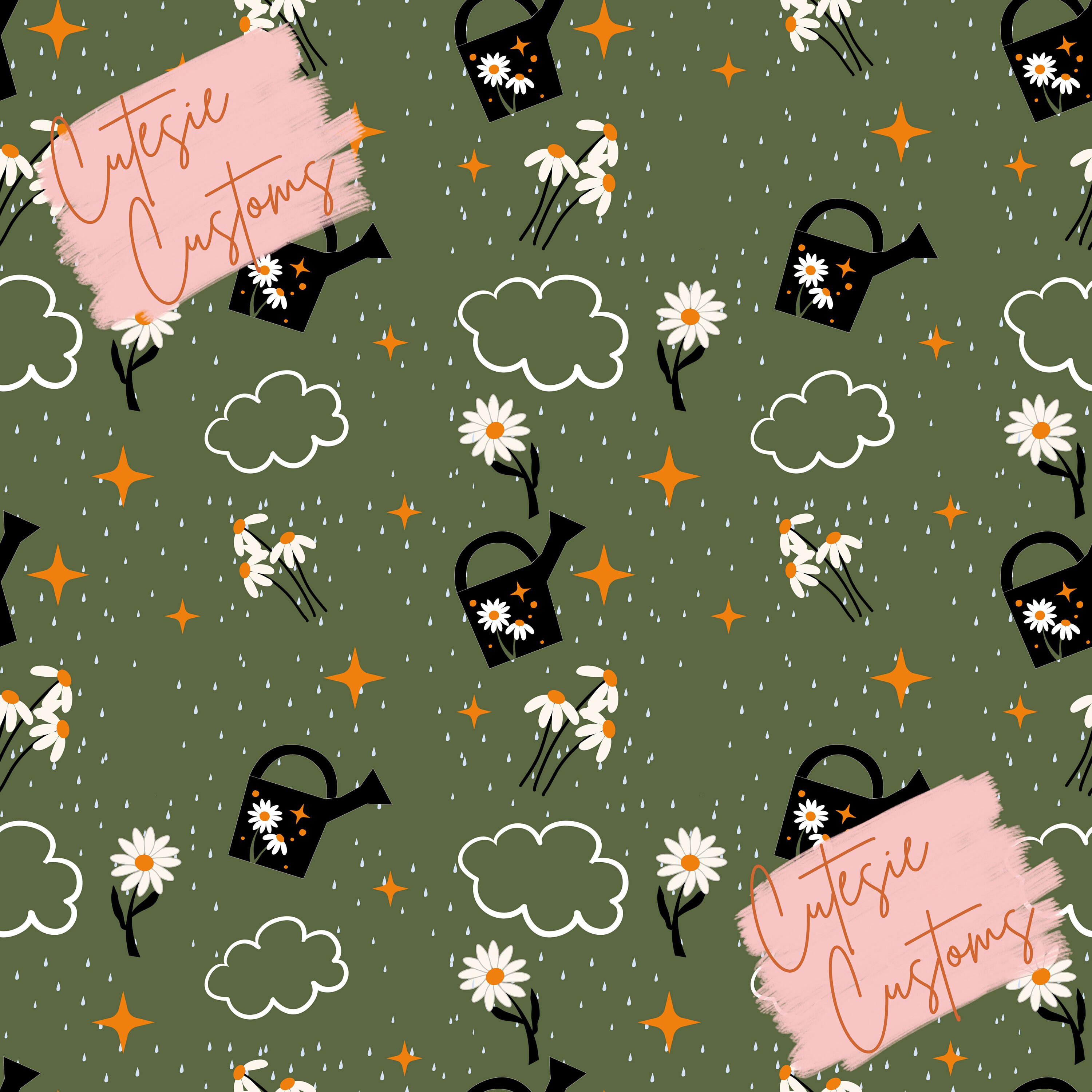 Flower Pot Pattern, Digital Seamless Files, Fabric Designs, Retro ...