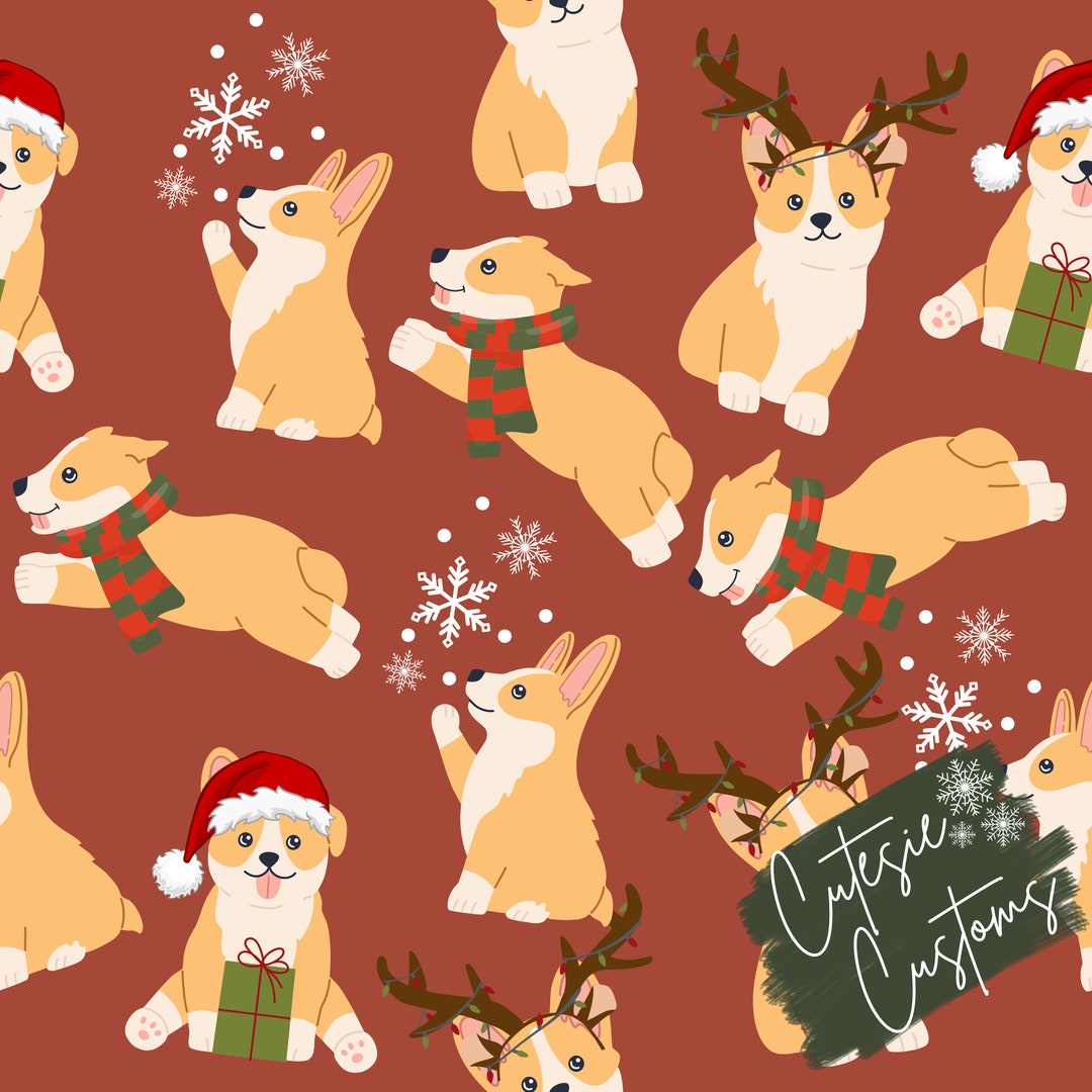 Christmas Dogs Pattern, Fabric Prints, Custom Fabric Design, Seamless ...