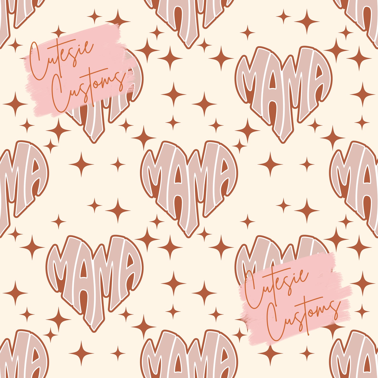 Mama Heart Pattern, Digital Seamless Design, Fabric Prints, Custom ...
