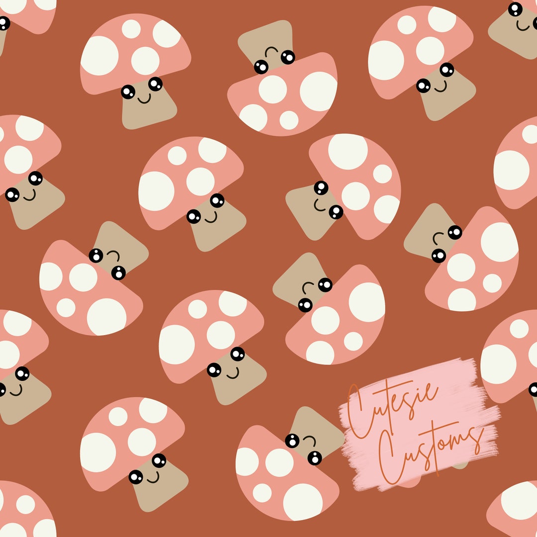 Cute Mushroom Pattern, Digital Seamless Design, Fabric Prints, Custom ...