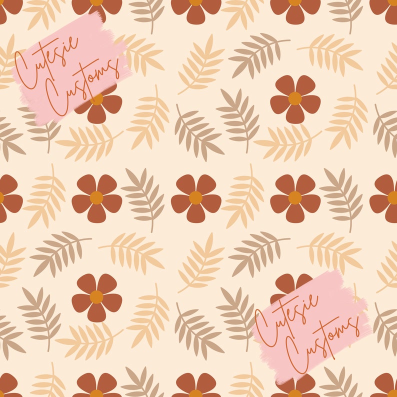 Boho Floral Pattern, Digital Seamless Design, Fabric Prints, Custom ...