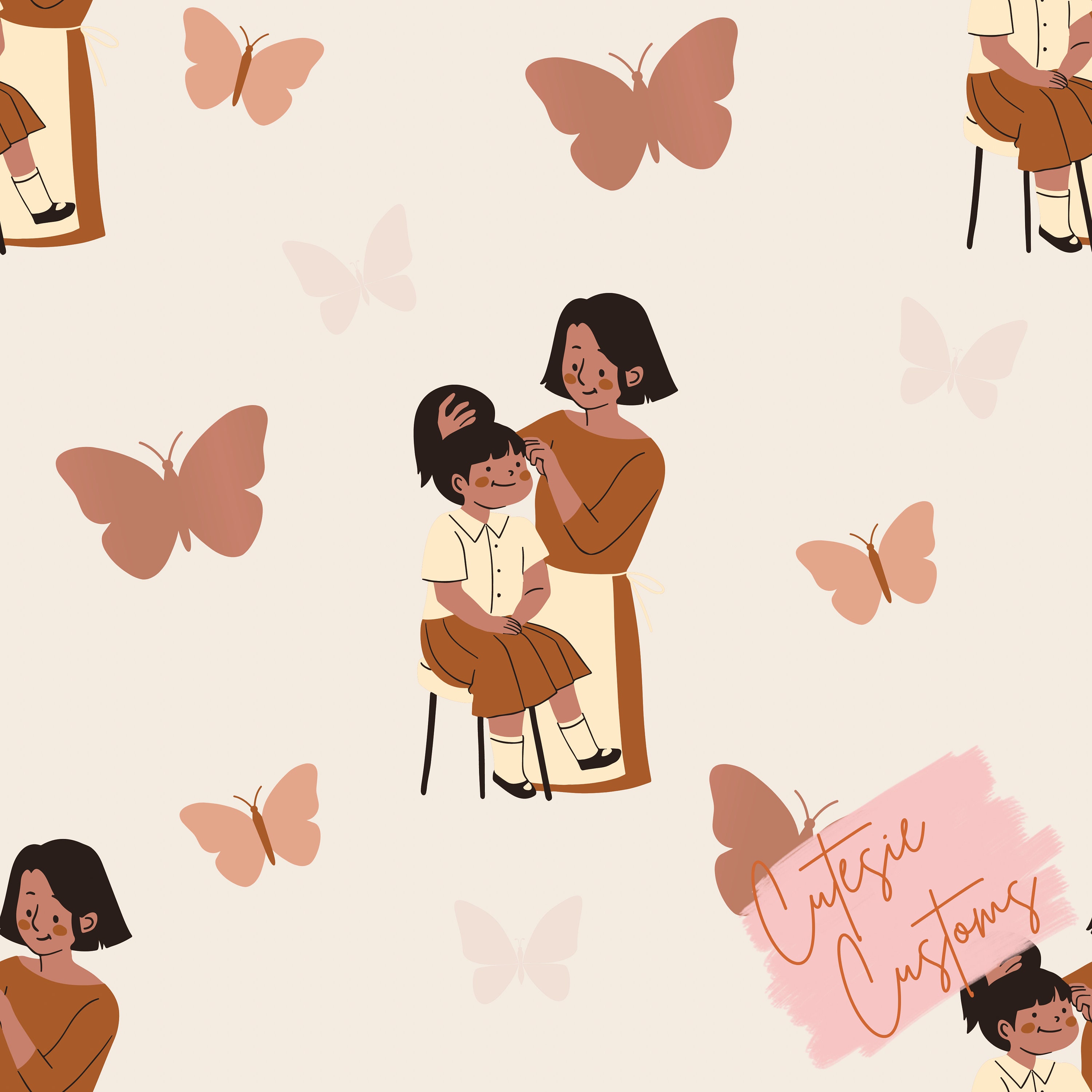 MAMA PNG and Seamless File, Digital Seamless Design, Fabric Print ...