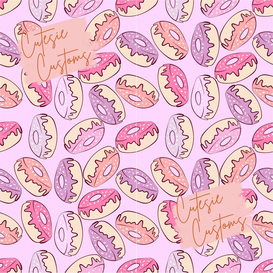 Pink Donuts Pattern, Digital Seamless Design, Fabric Prints, Custom ...