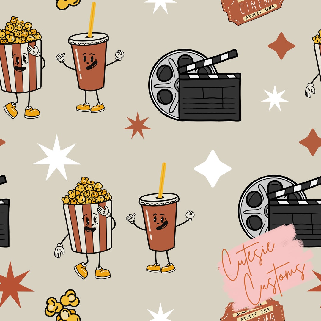 Retro Movie Pattern, Digital Seamless Design, Custom Fabric Design ...