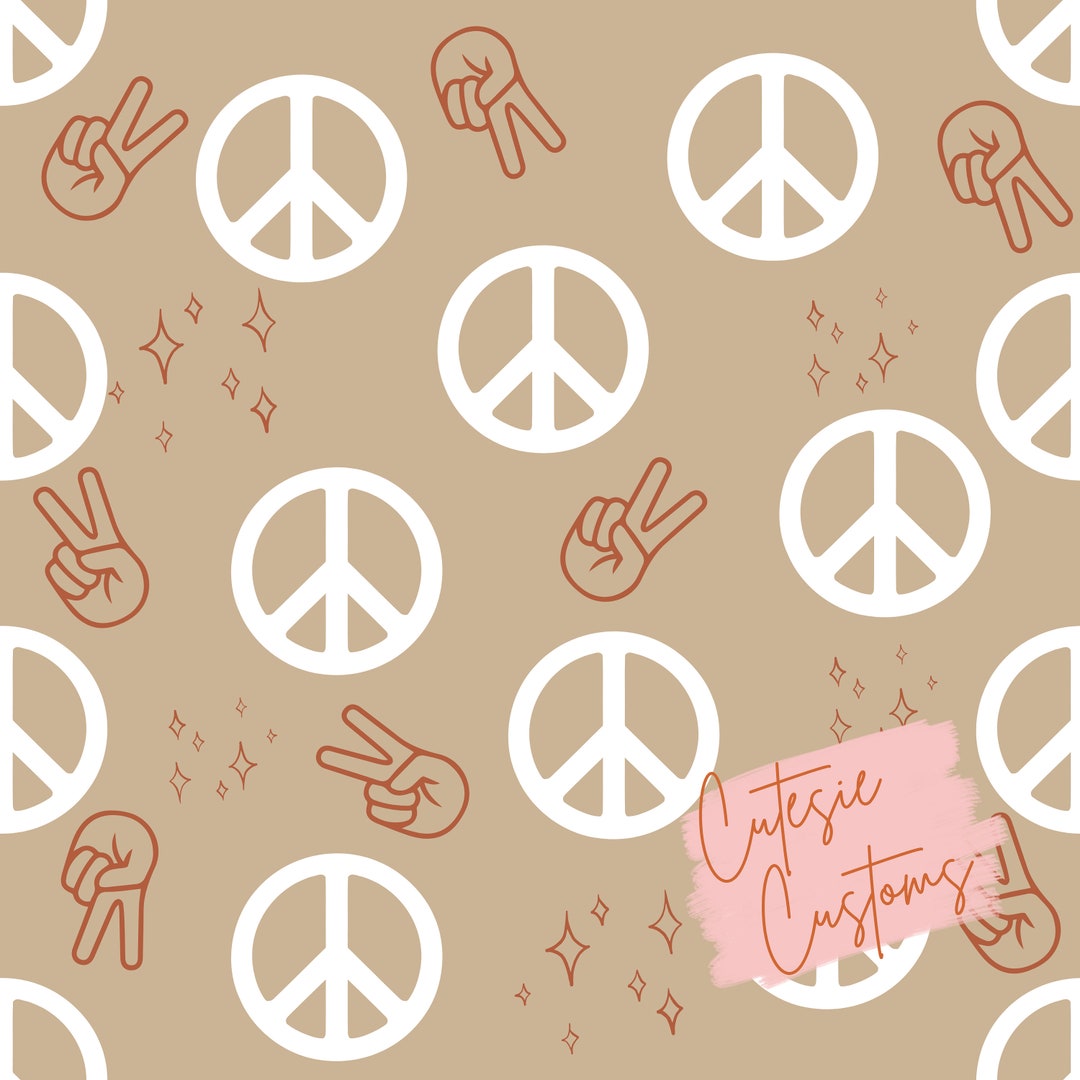 Peace Sign Retro Pattern, Digiital File, Seamless File, Peace Sign ...