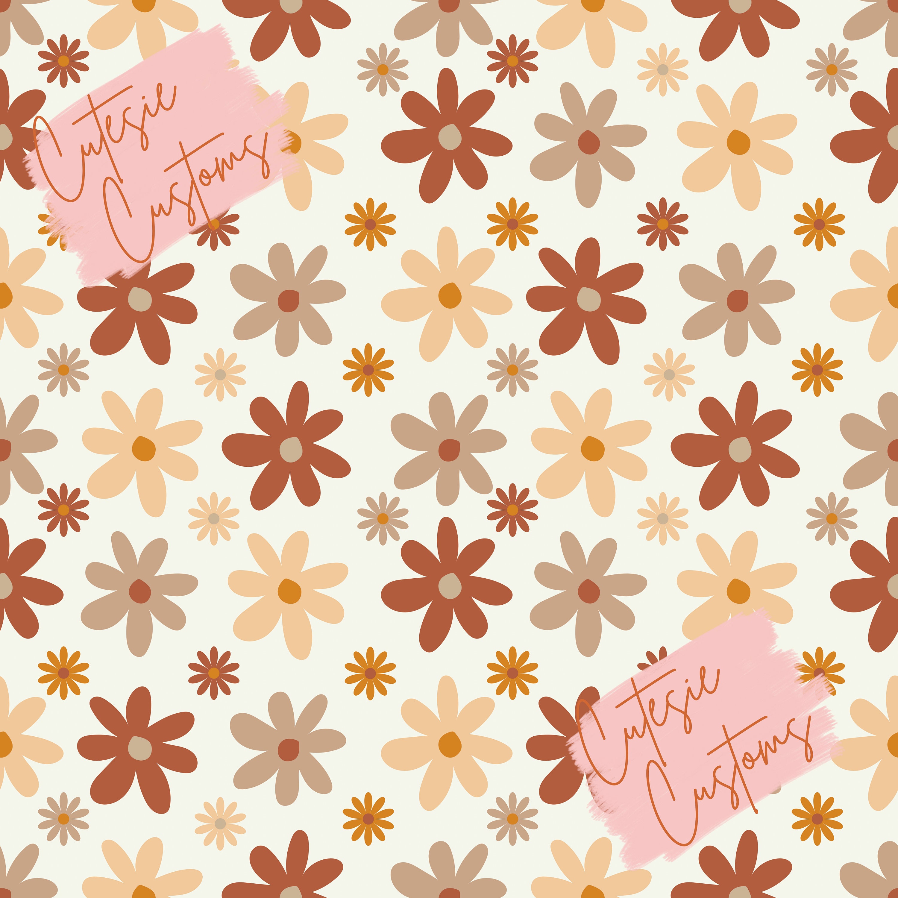 Boho Flowers Pattern, Digital Seamless Design, Fabric Prints, Custom ...