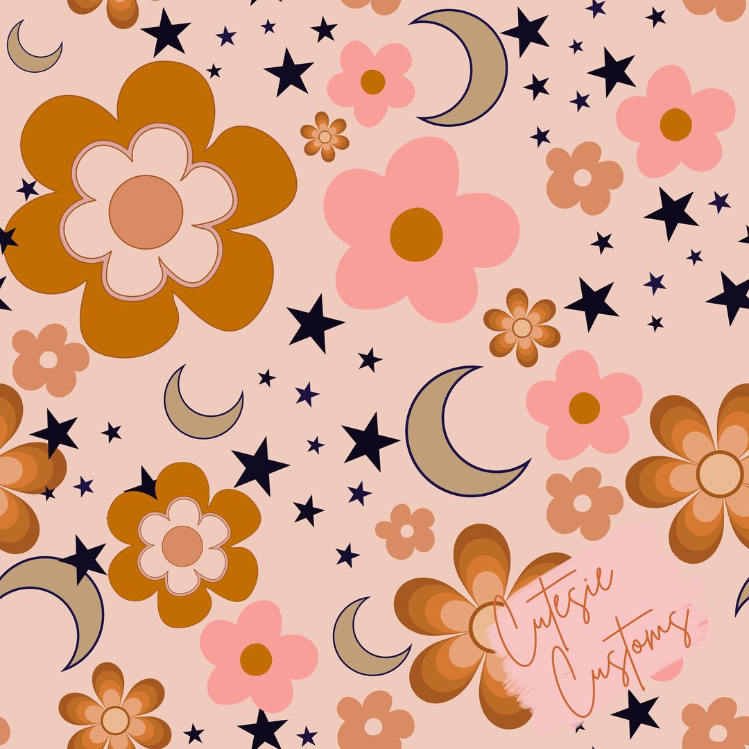 Boho Flowers Pattern, Digital Seamless Design, Fabric Prints, Custom ...