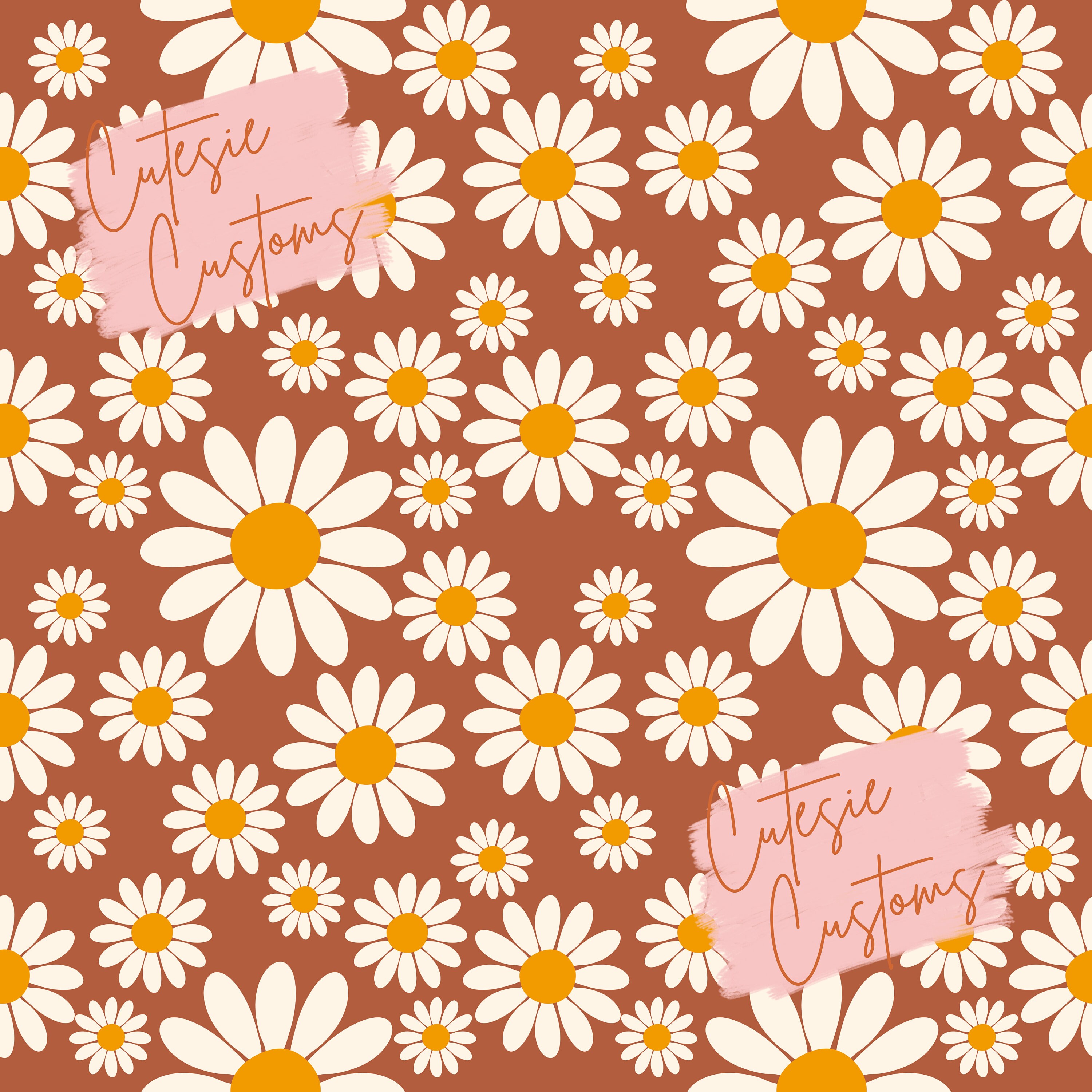 Boho Daisys Pattern, Digital Seamless Design, Fabric Prints, Custom ...