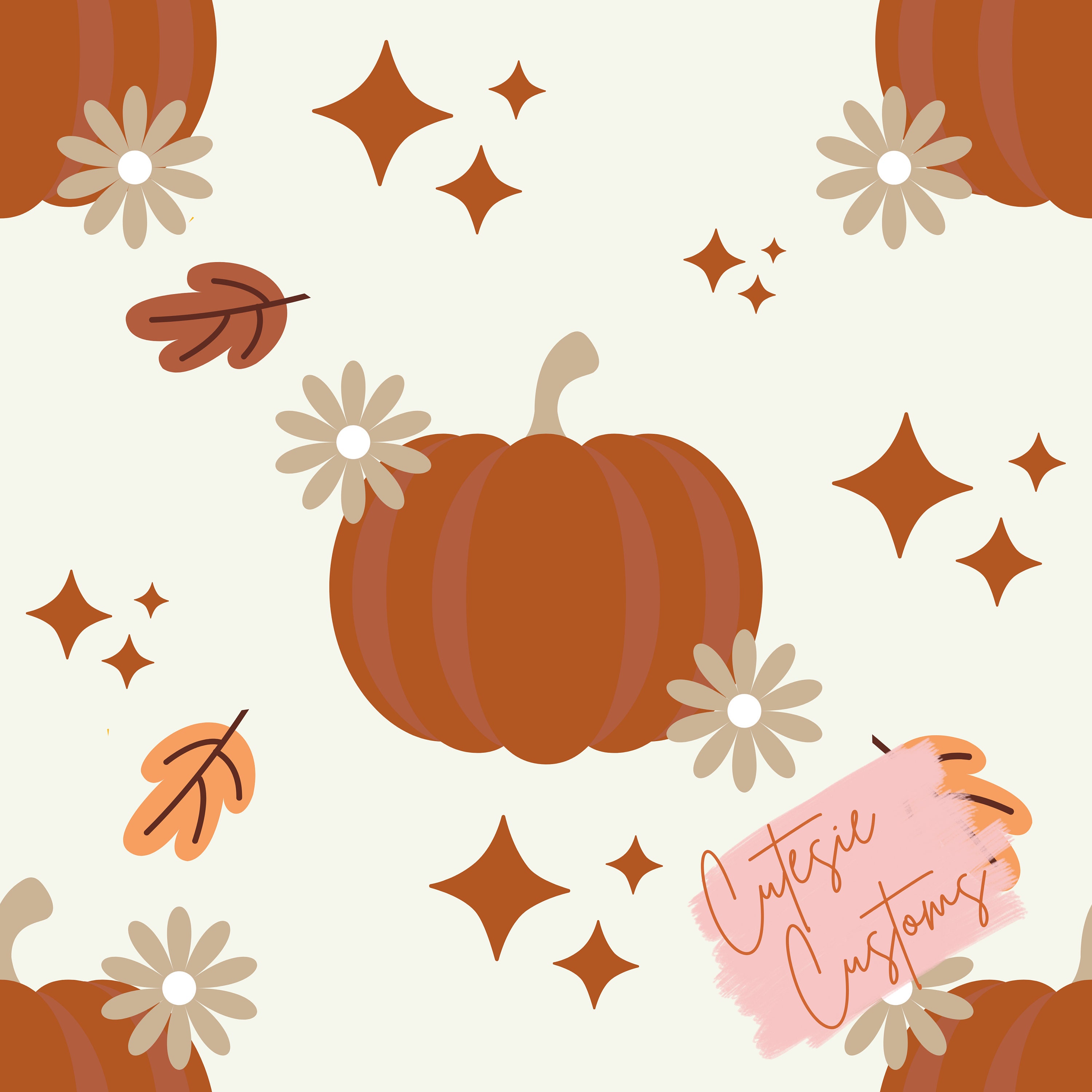Pumpkin Fall Halloween Pattern, Digital Seamless Design, Fabric Print ...