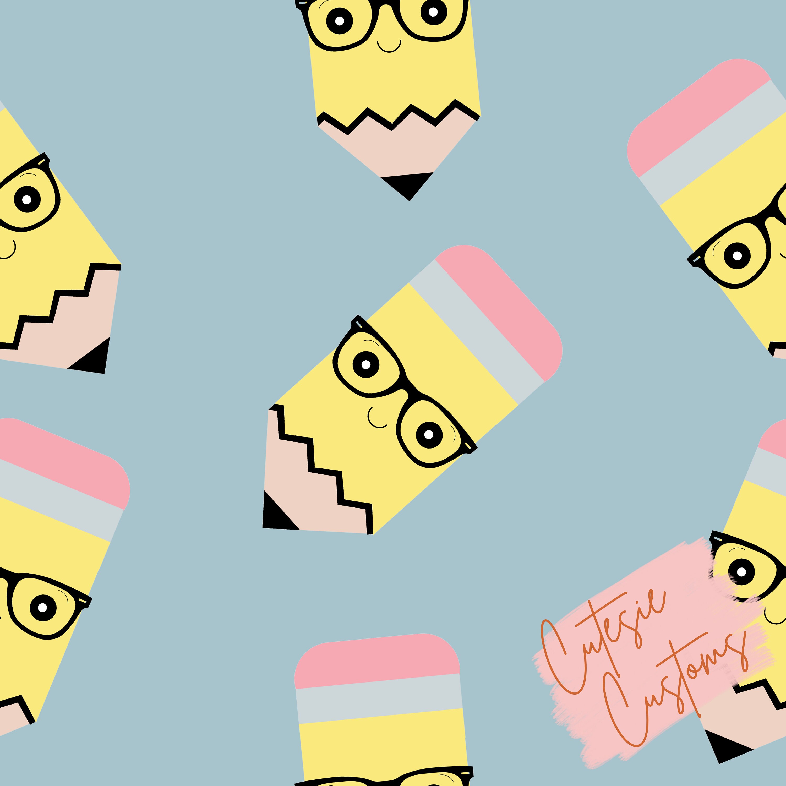 Back to School Pencil Pattern, Digital Seamless File, Fabric Prints ...