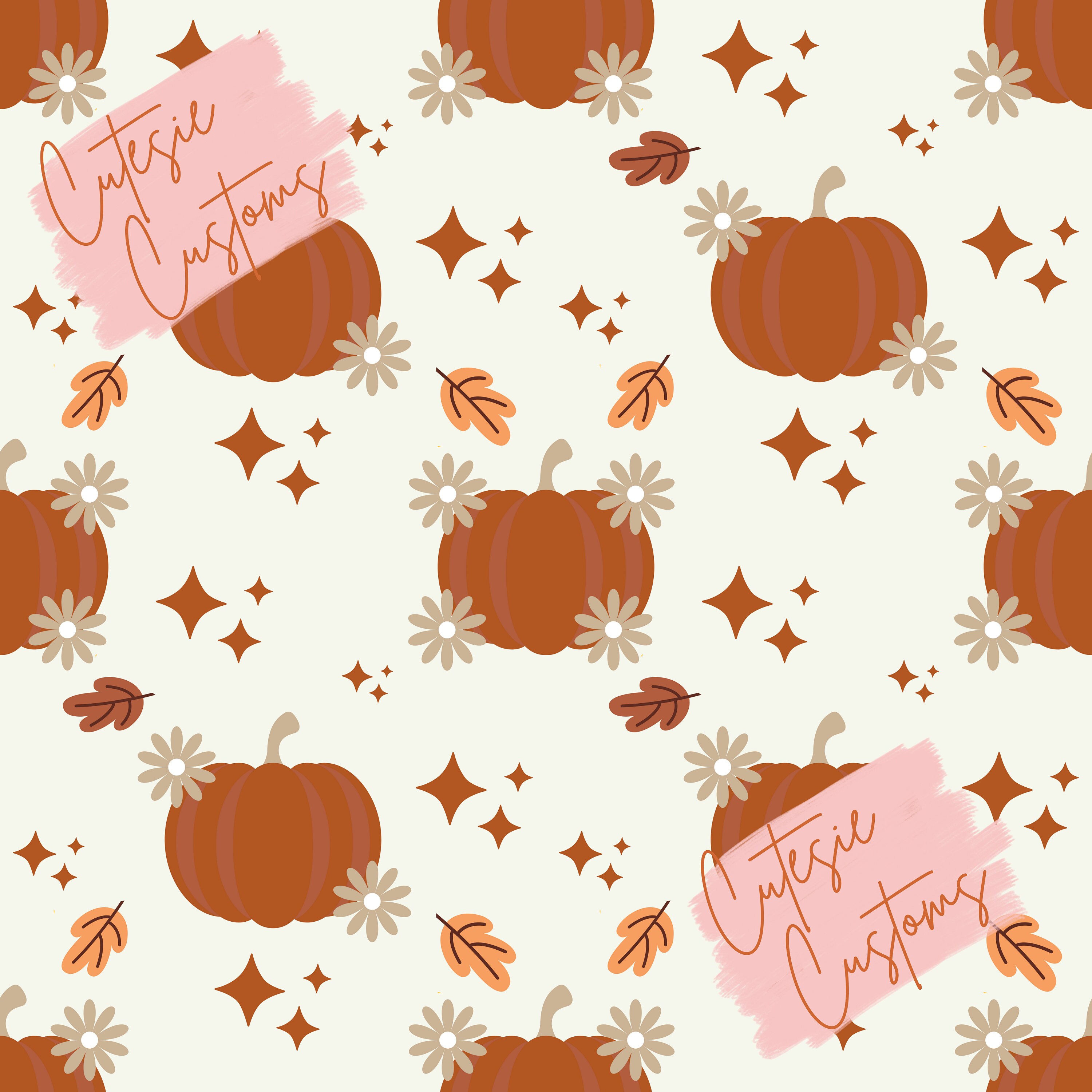 Pumpkin Fall Halloween Pattern, Digital Seamless Design, Fabric Print ...