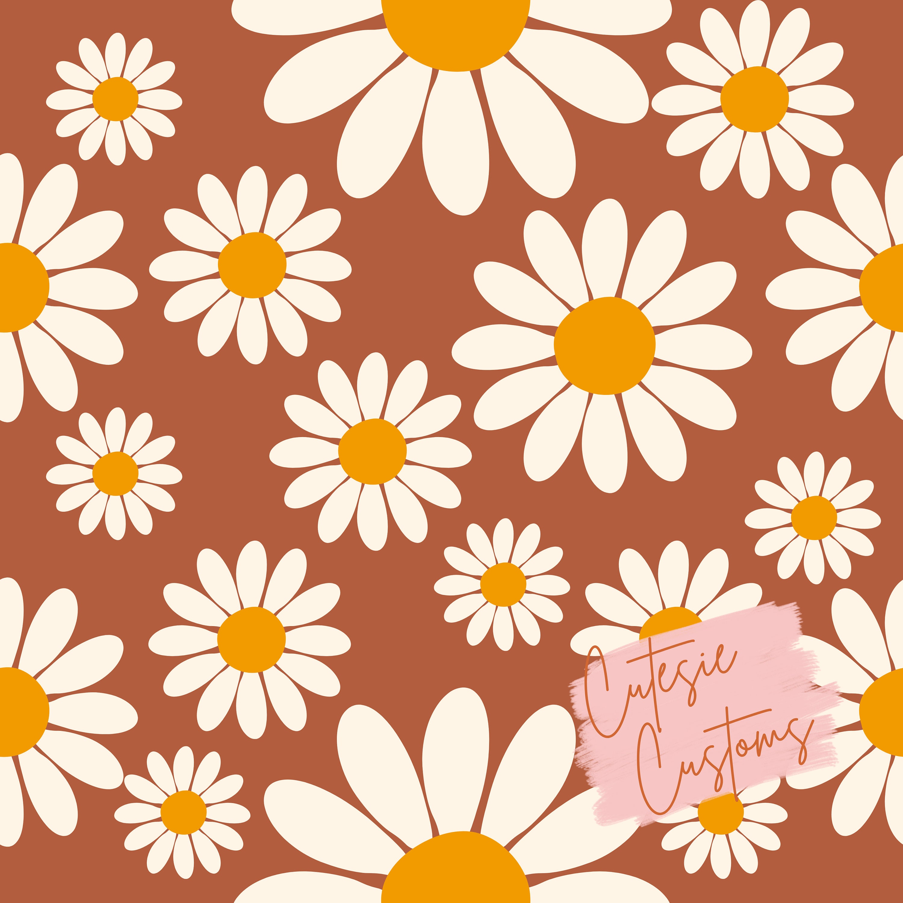 Boho Daisys Pattern, Digital Seamless Design, Fabric Prints, Custom ...