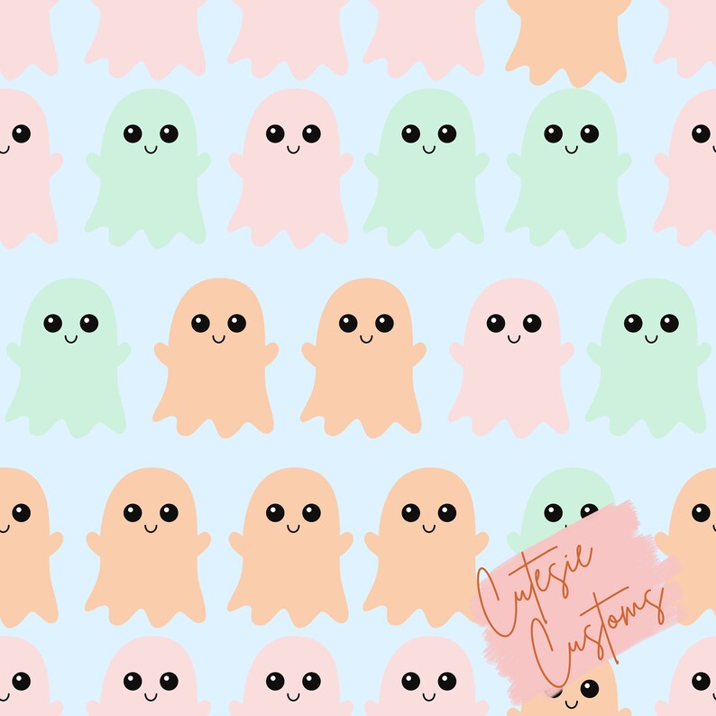 Ghost Halloween Pattern, Digital Seamless Design, Fabric Print, Fabric ...