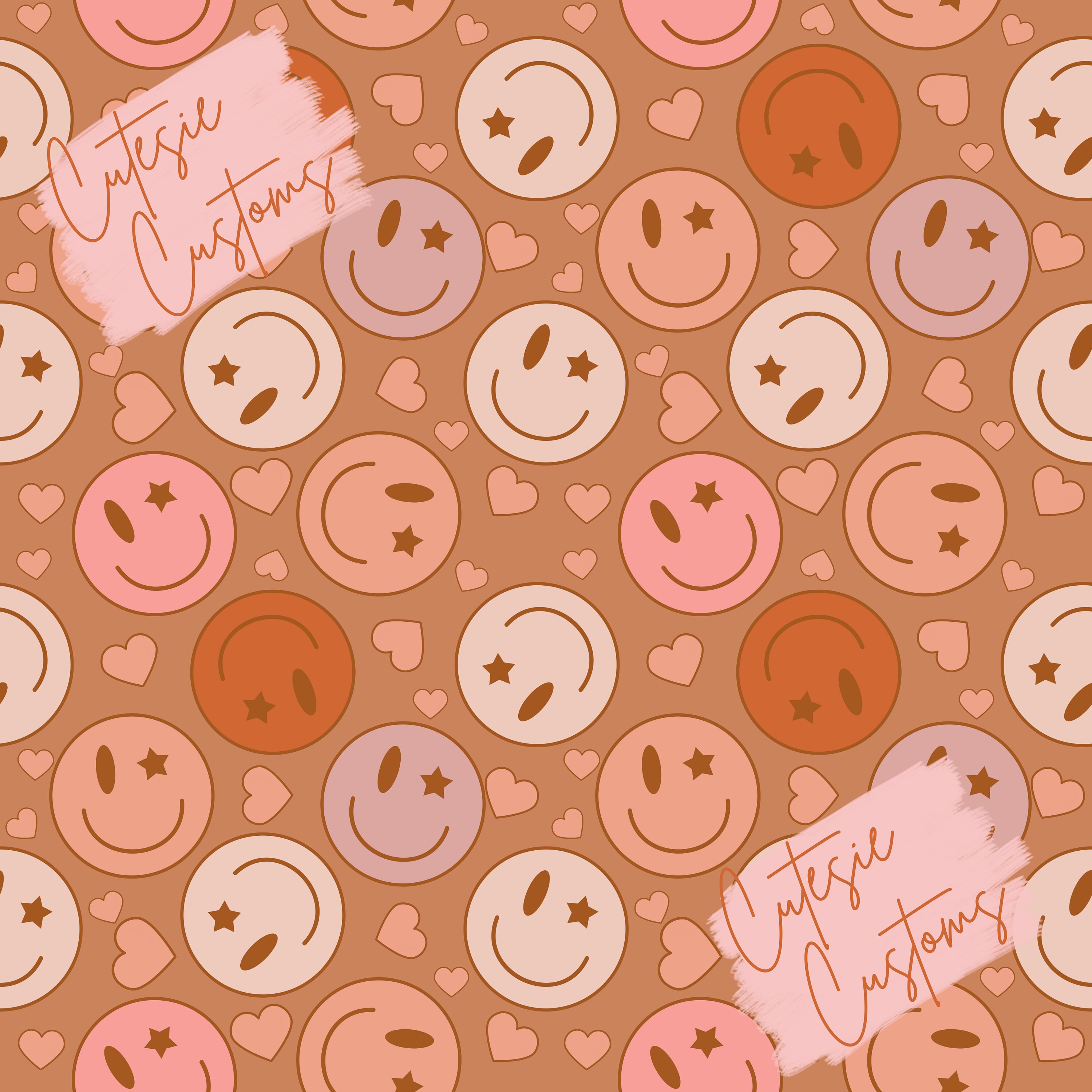 Winky Retro Smiley Faces Pattern, Digital Seamless Design, Custom ...