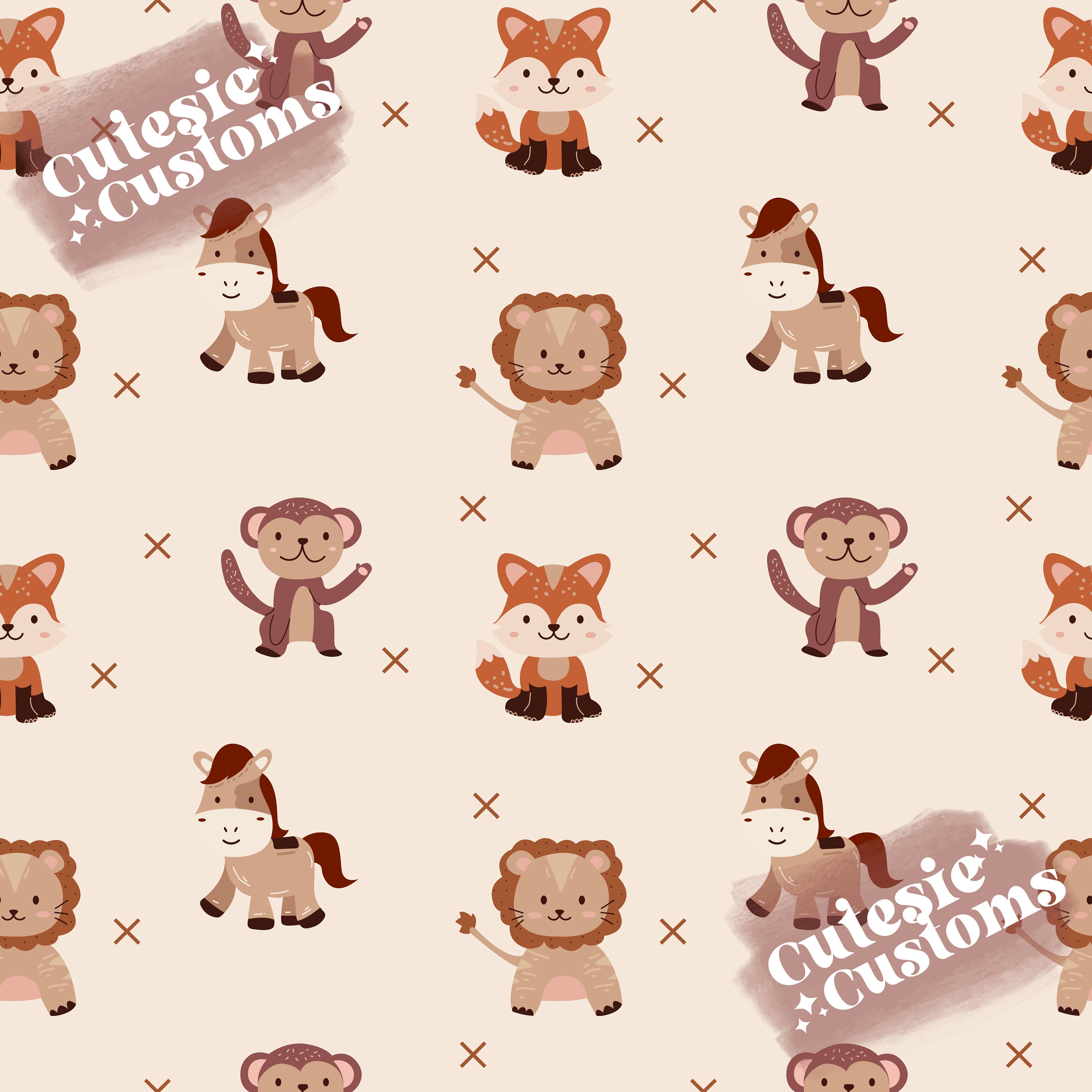 Boy Animal Pattern, Digital Seamless Design, Fabric Design, Seamless ...