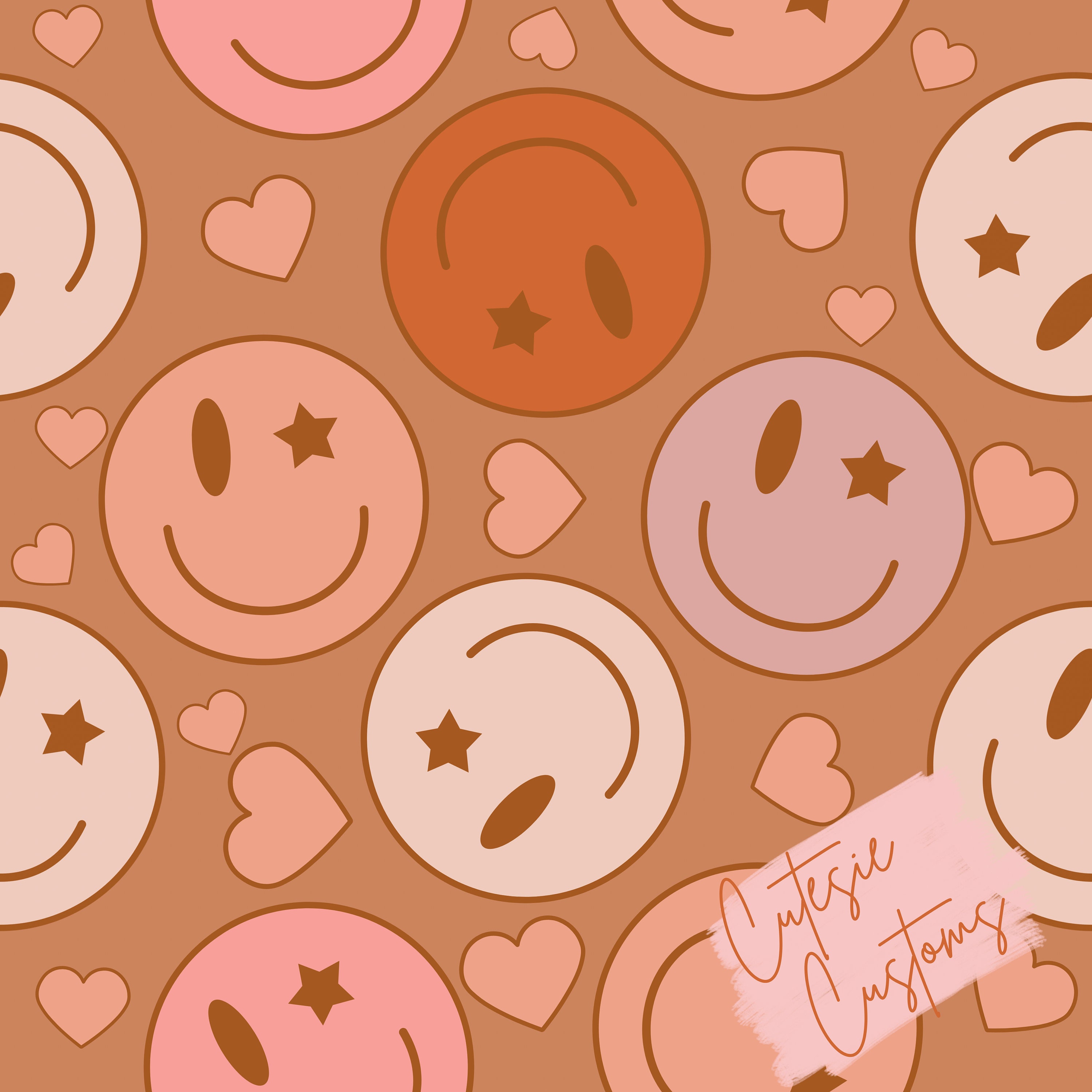 Winky Retro Smiley Faces Pattern, Digital Seamless Design, Custom ...