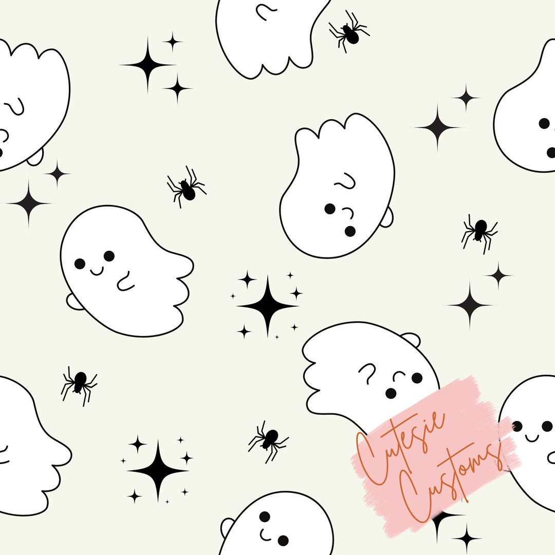Ghost Halloween Pattern, Digital Seamless Design, Fabric Print, Fabric ...