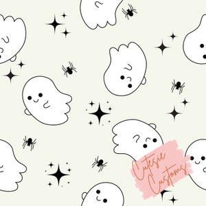 Ghost Halloween Pattern, Digital Seamless Design, Fabric Print, Fabric ...