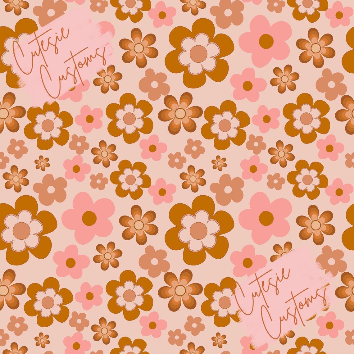 Boho Flowers Pattern, Digital Seamless Design, Fabric Prints, Custom ...