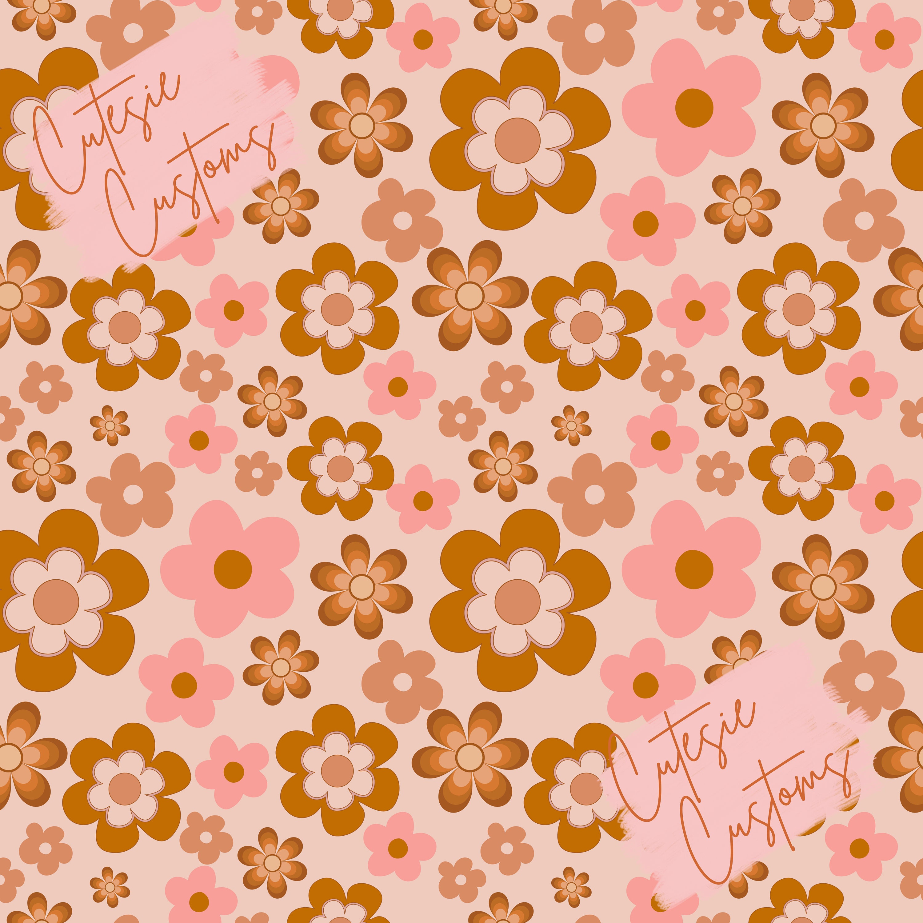 Boho Flowers Pattern, Digital Seamless Design, Fabric Prints, Custom ...