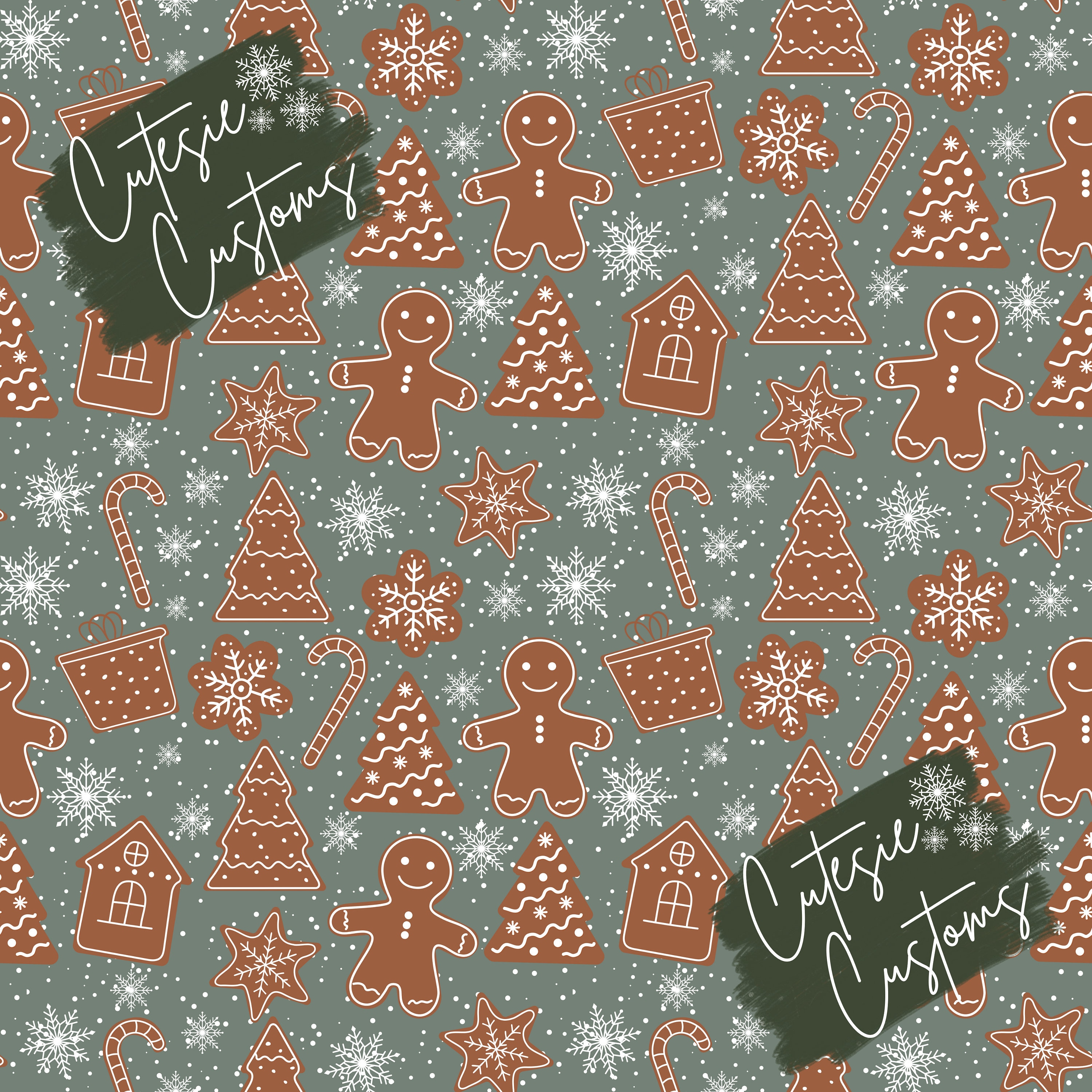 Christmas Gingerbread Pattern, Fabric Prints, Custom Fabric Design ...