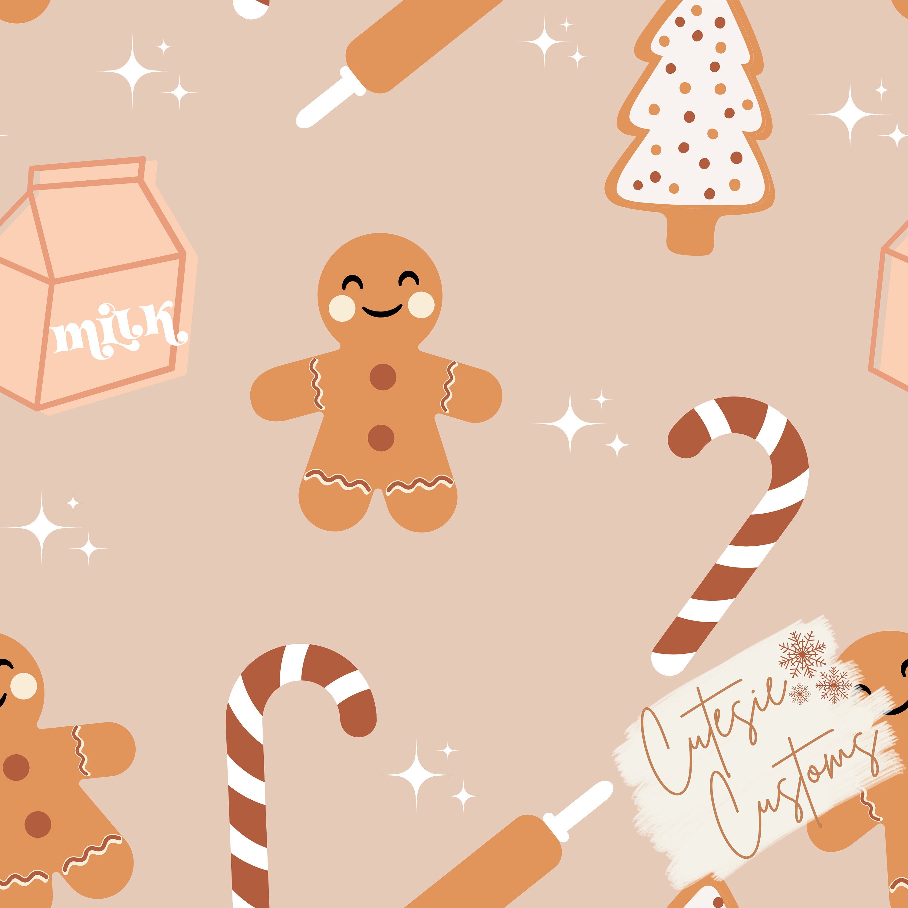Gingerbread Christmas Pattern, Fabric Prints, Custom Fabric Design ...