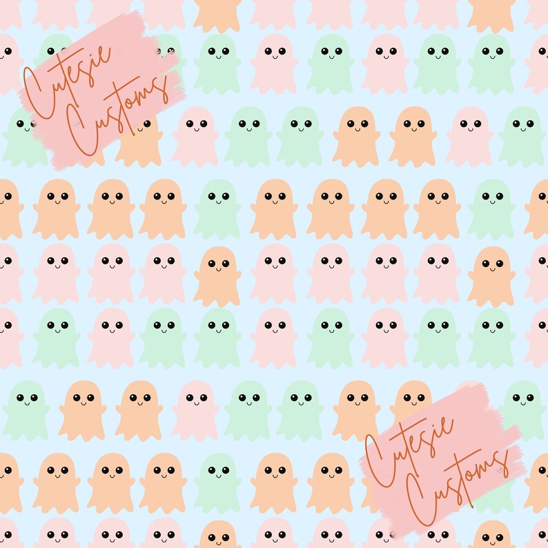 Ghost Halloween Pattern, Digital Seamless Design, Fabric Print, Fabric ...