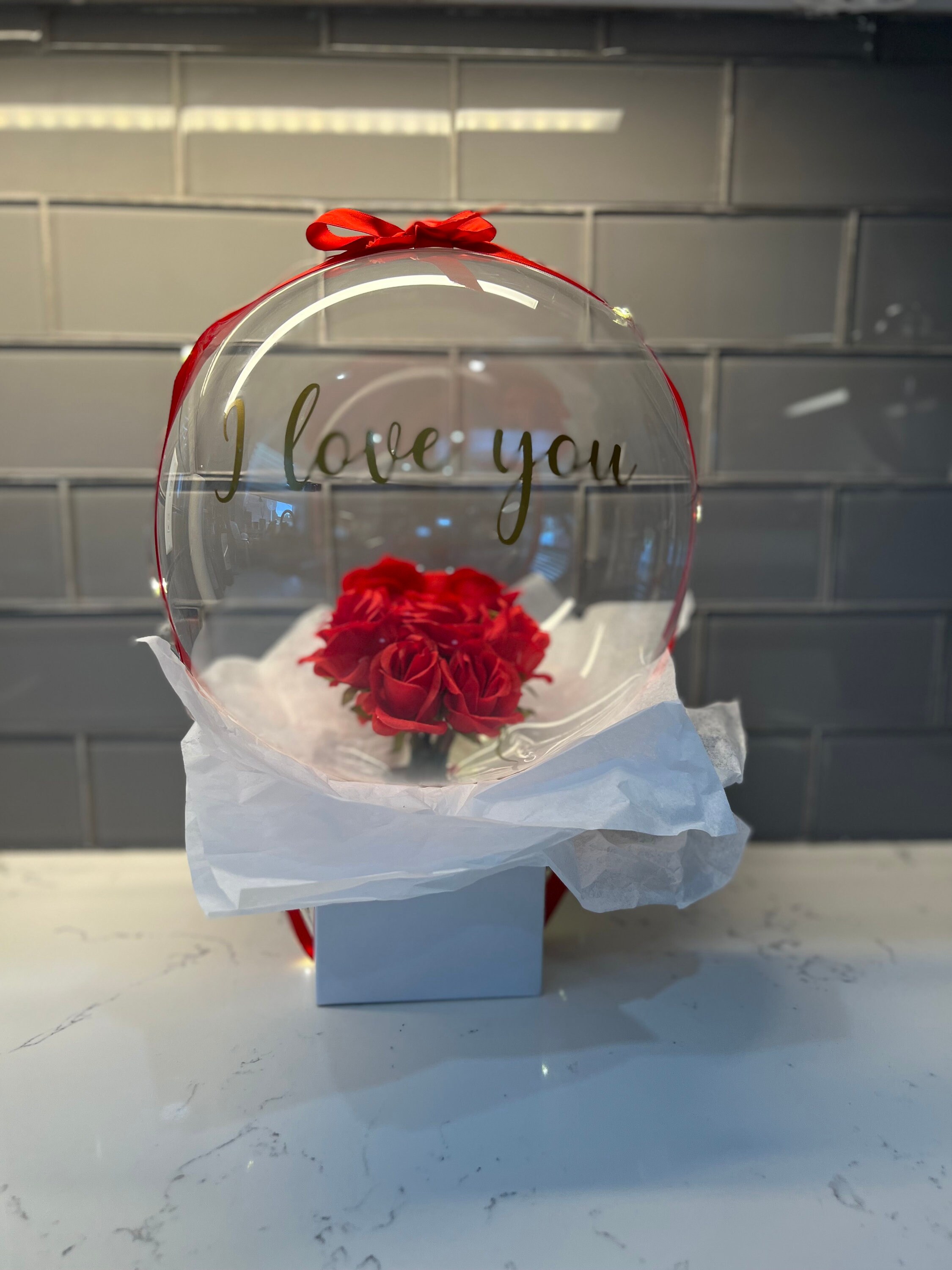 Beautiful Artificial Flower Balloon Bouquet With Custom Text and Fairy ...