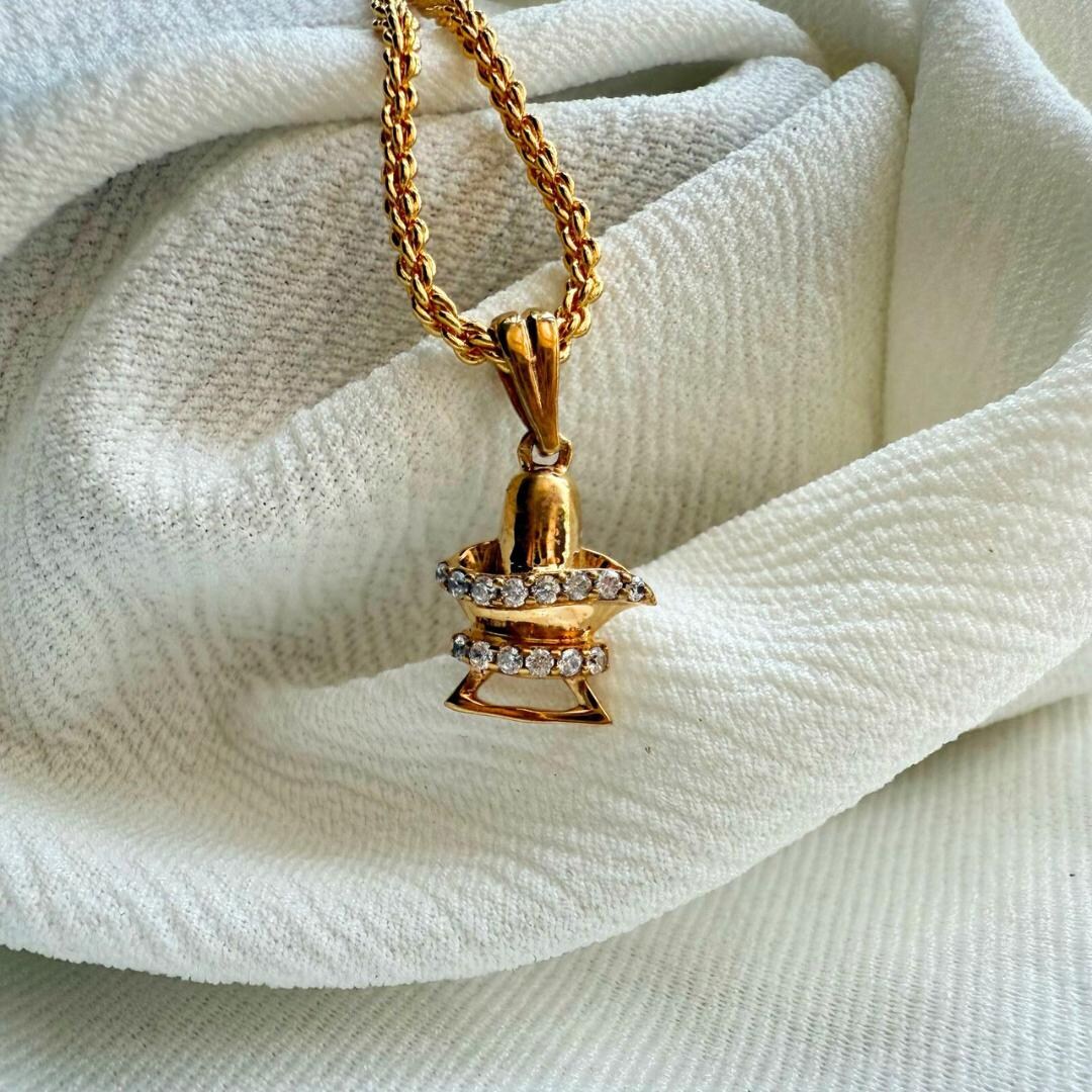 Shivling Charm Necklace for Men, Added Moissanite Diamond, Blessed Gift ...