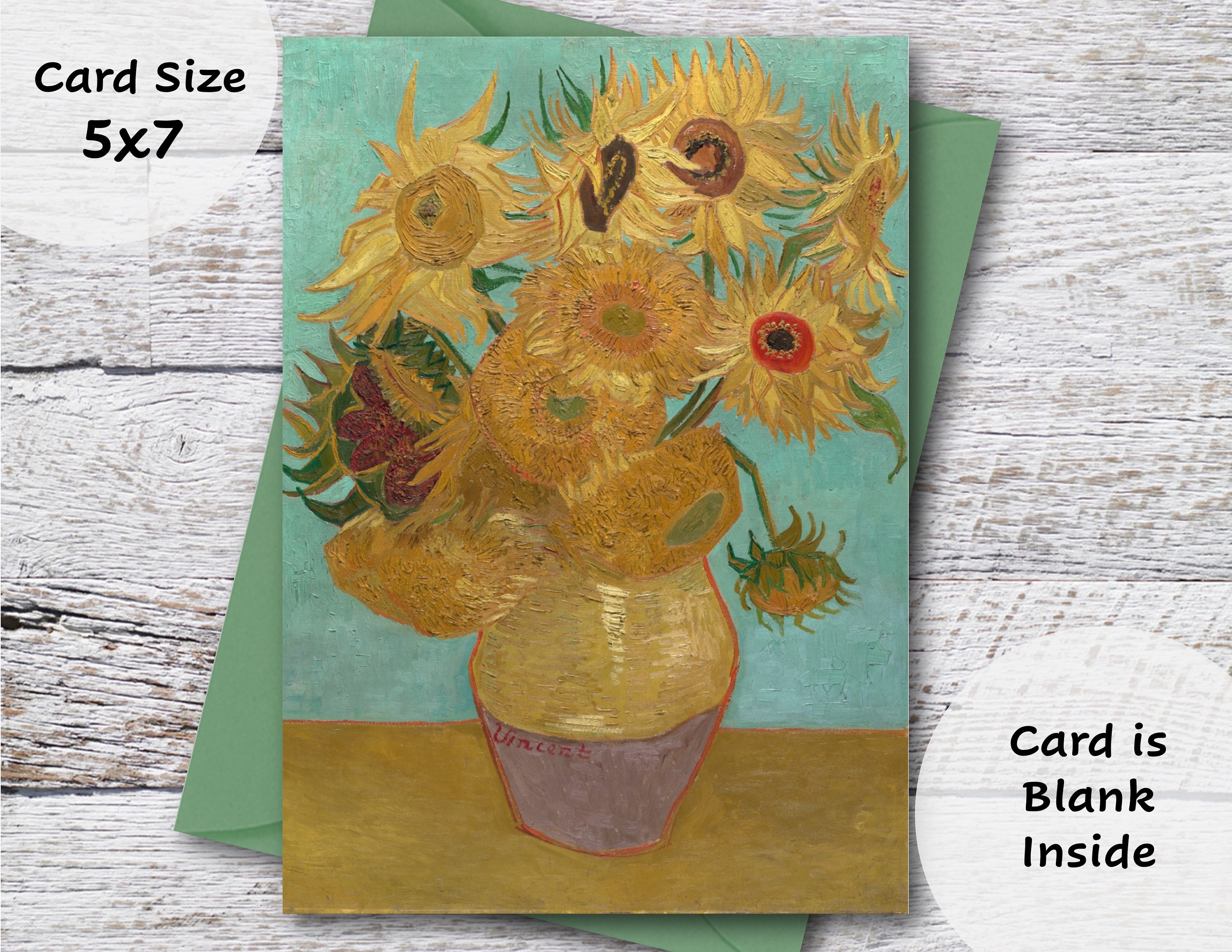 Sunflowers by Vincent Van Gogh, Printable Blank Greeting Card of Famous ...