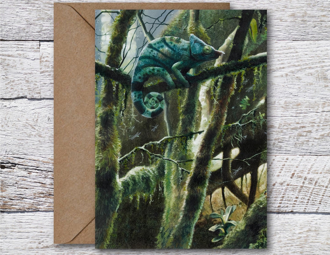 Chameleon by Mark Weatherby, Printable Blank Greeting Card of Colorful ...