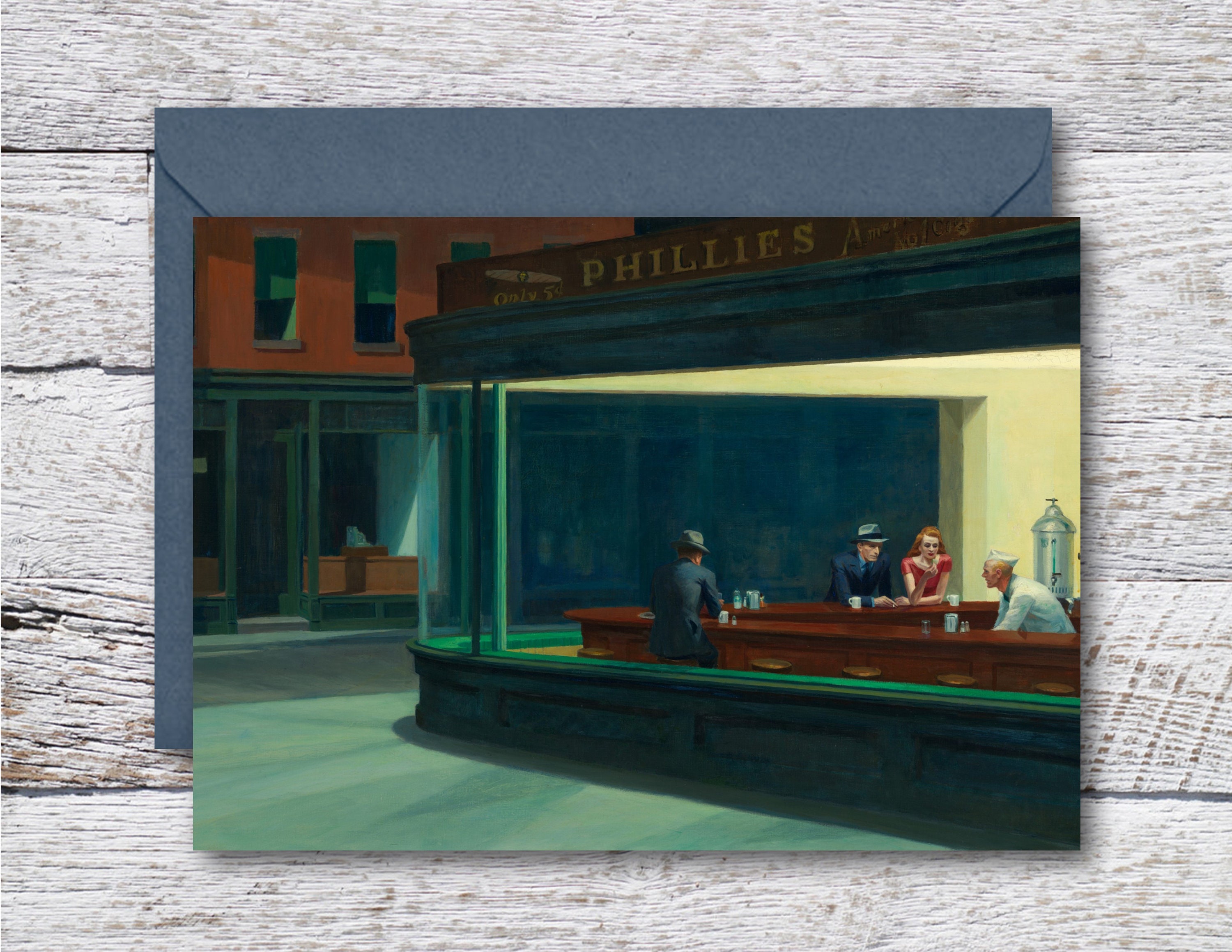 Nighthawks by Hopper, Printable Greeting Card of Famous Hopper Painting ...