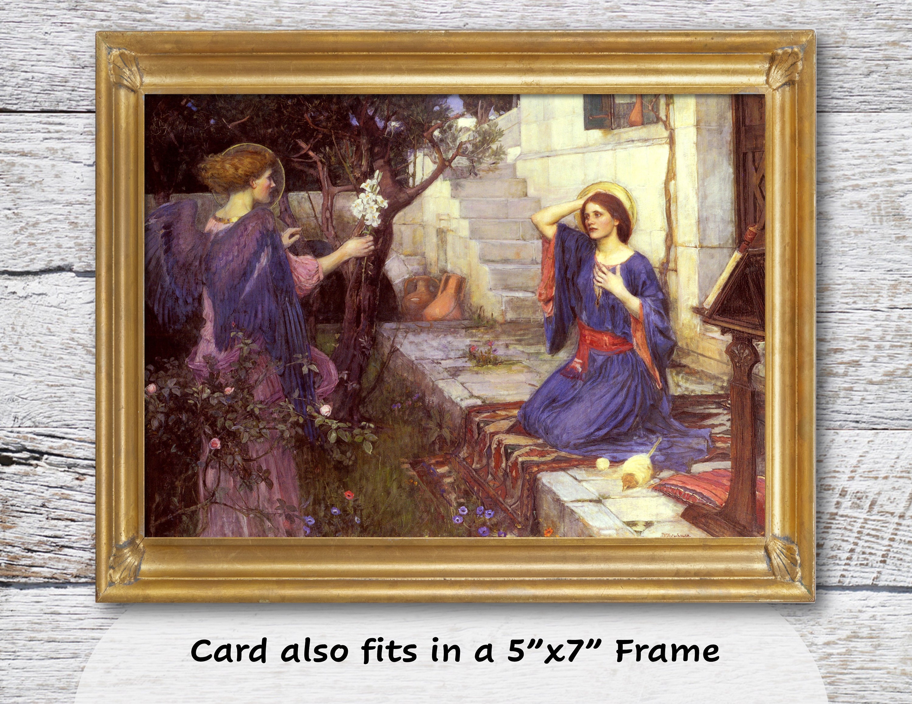 The Annunciation by Waterhouse, Printable Card of Famous Oil Painting ...