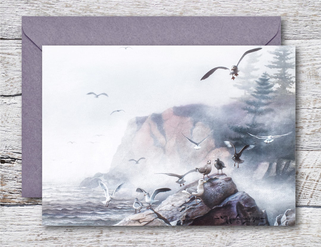 Seagulls by Mark Weatherby, Printable Blank Greeting Card of Seascape ...