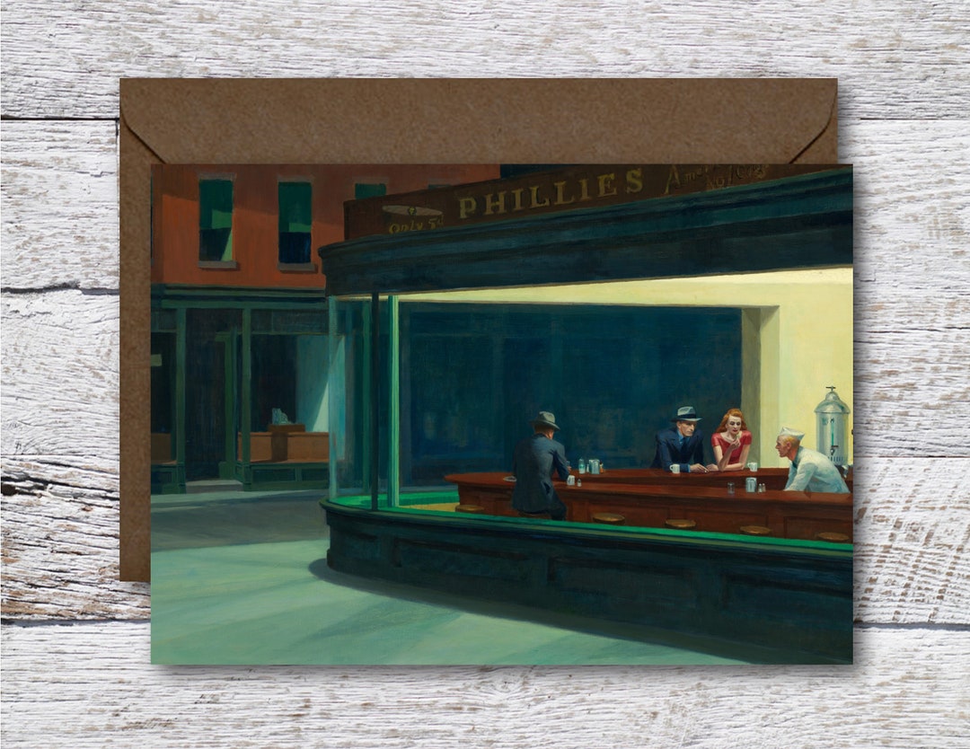 Nighthawks by Hopper, Printable Greeting Card of Famous Hopper Painting ...