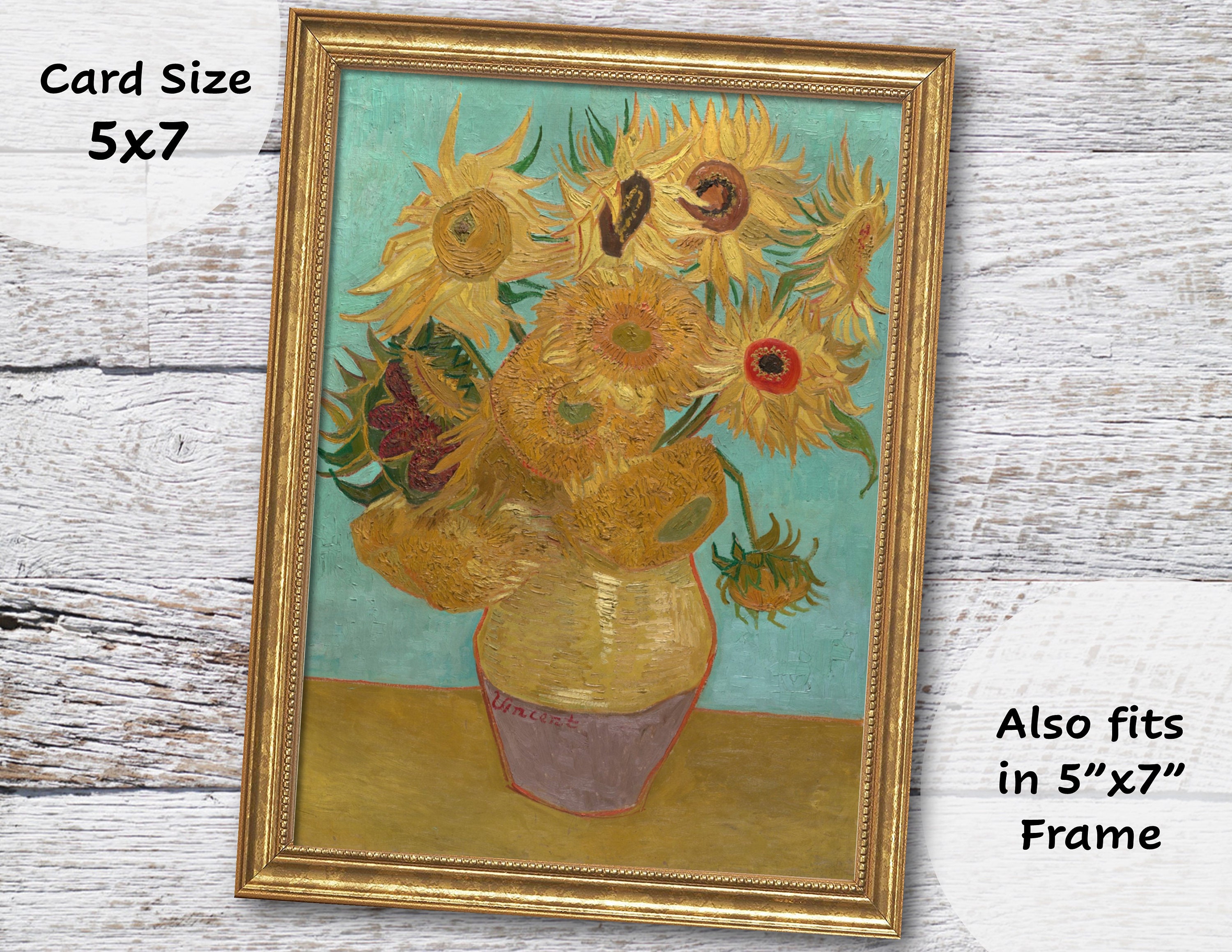Sunflowers by Vincent Van Gogh, Printable Blank Greeting Card of Famous ...