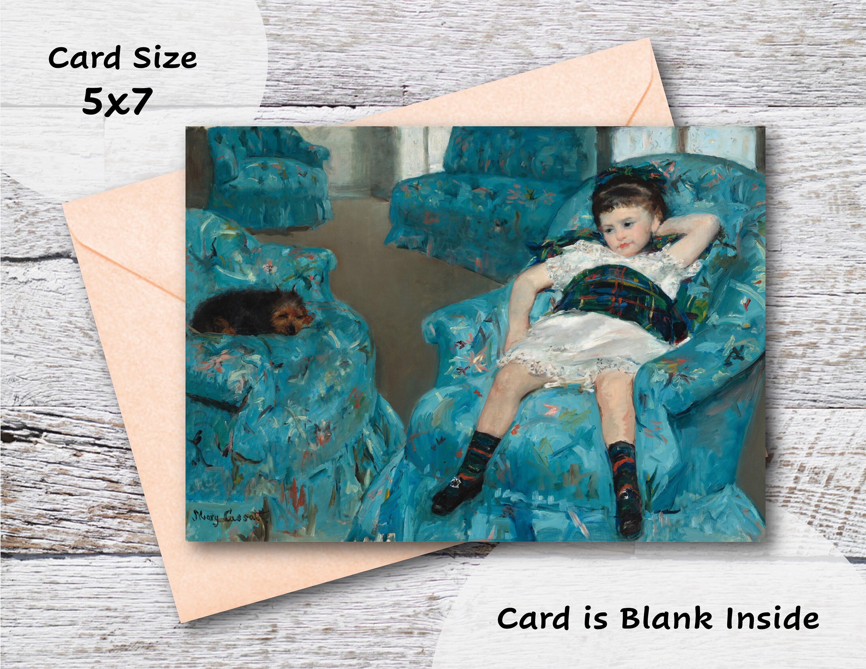 Blue Arm Chair by Mary Cassatt, Printable Fine Art Card of Famous Oil ...