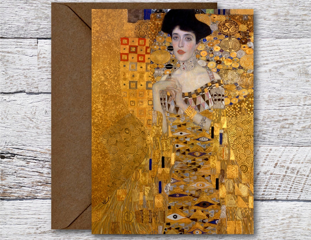 Portrait of Adele by Gustav Klimt, Printable Blank Greeting Card of ...