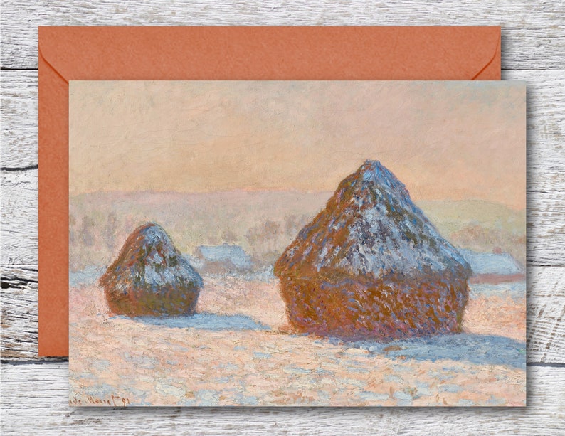 Wheatstacks by Monet, Printable Greeting Card of Famous Monet Oil ...