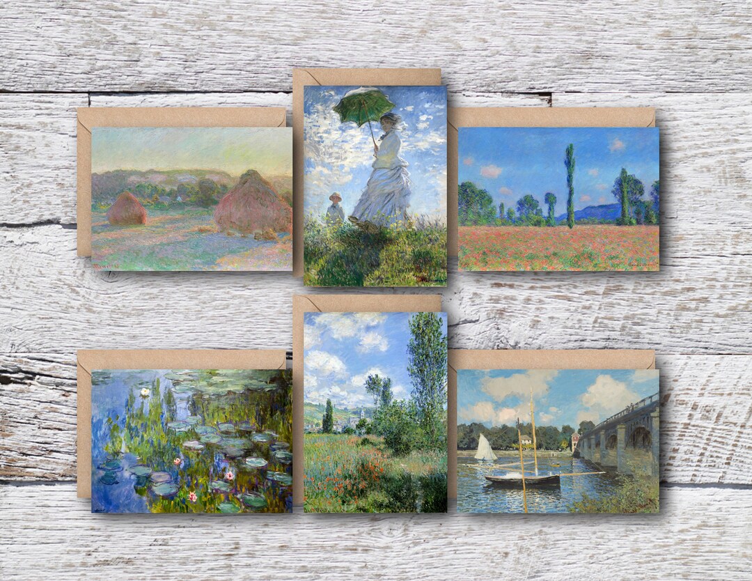 Monet Collection, 6 Printable Blank Greeting Cards of Famous Monet Oil ...